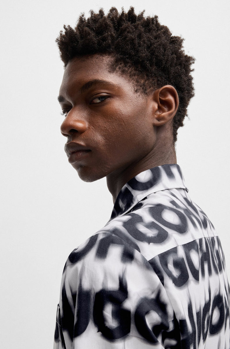 Boss S/Sleeve Shirt Ellino-White/Black – Phases Men's Fashion